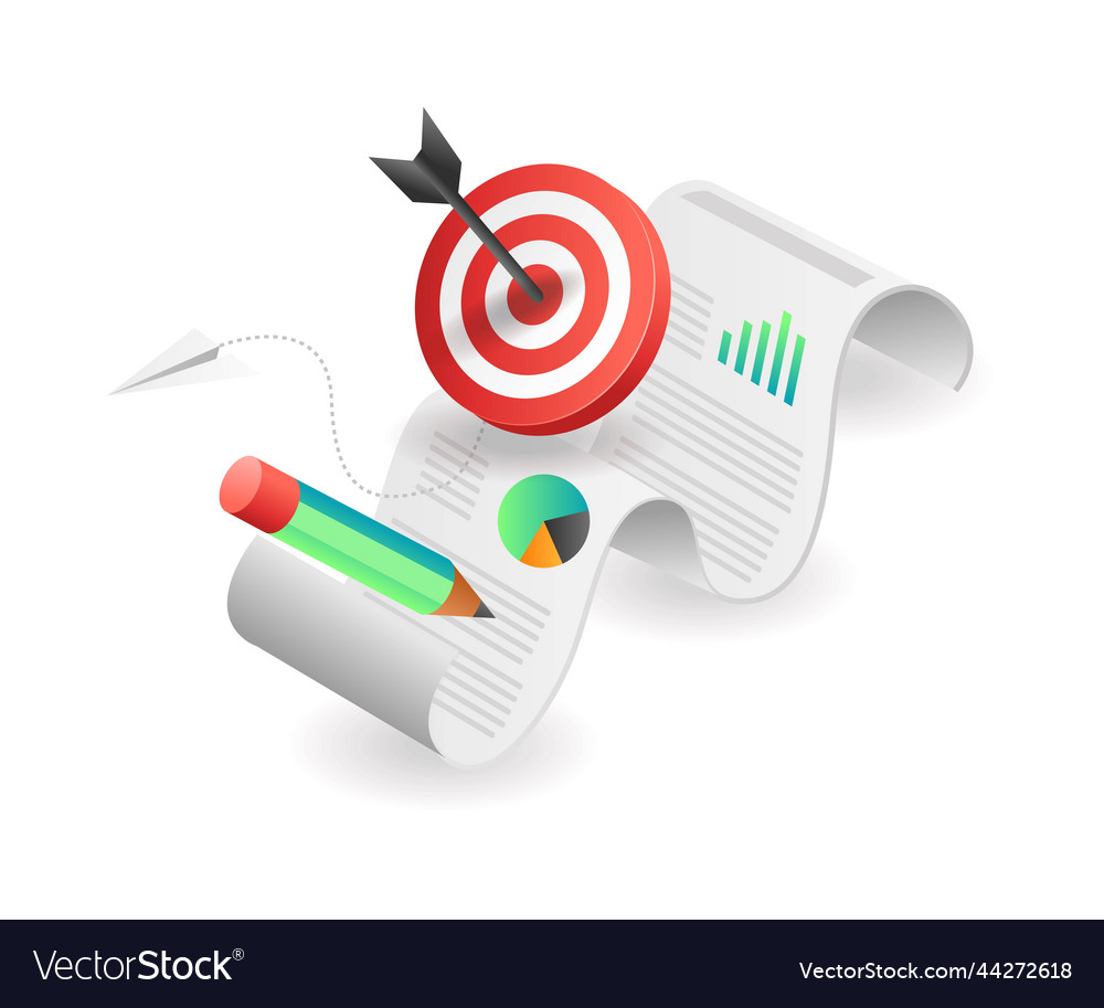 Flat isometric concept target data analysis Vector Image