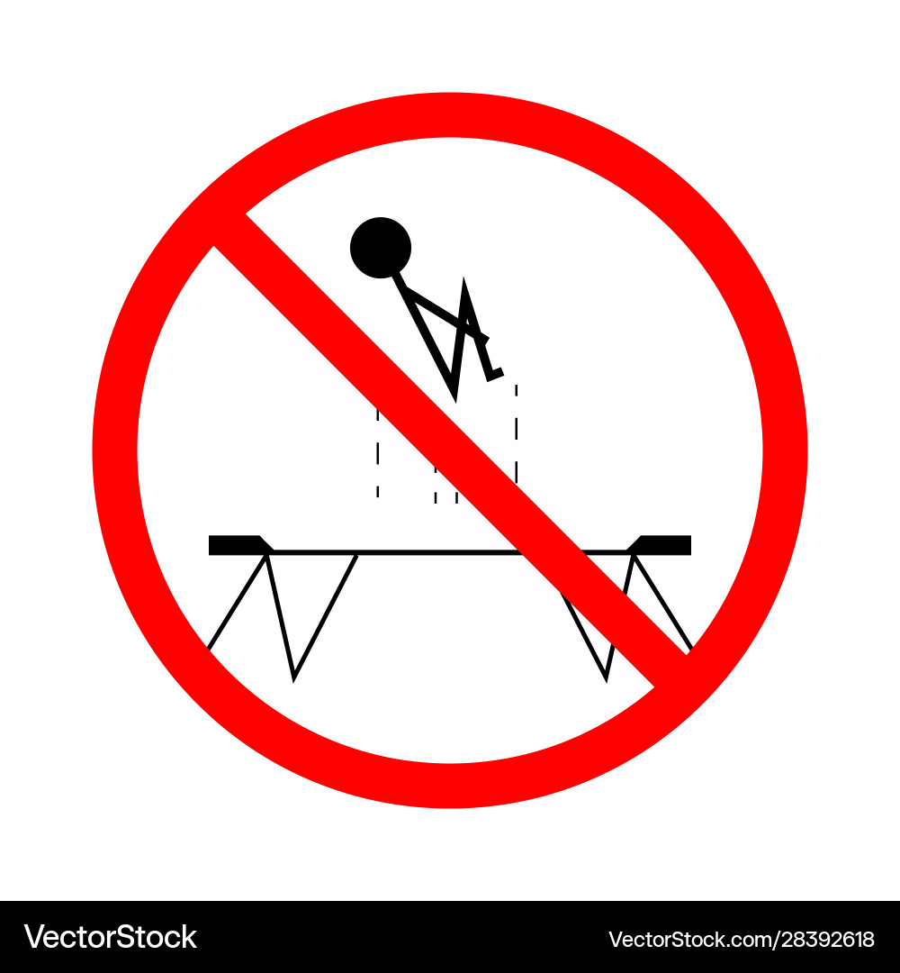 Forbidden somersault on a trampoline sign only Vector Image