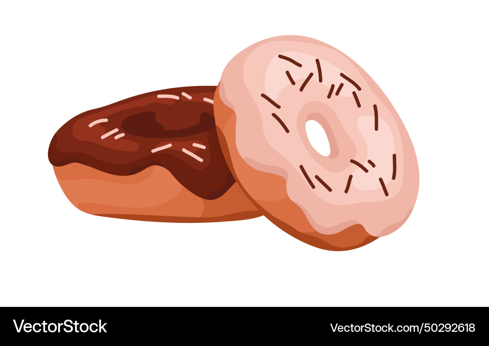 Icing donuts with sprinkles frosting chocolate Vector Image