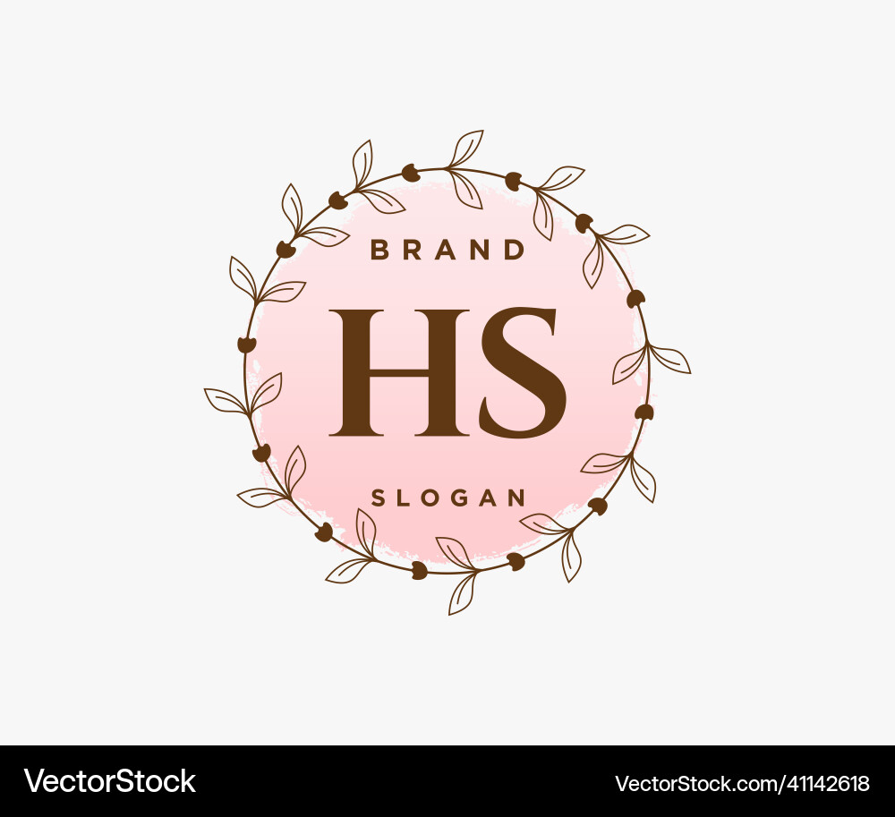 Initial hs feminine logo usable for nature salon Vector Image