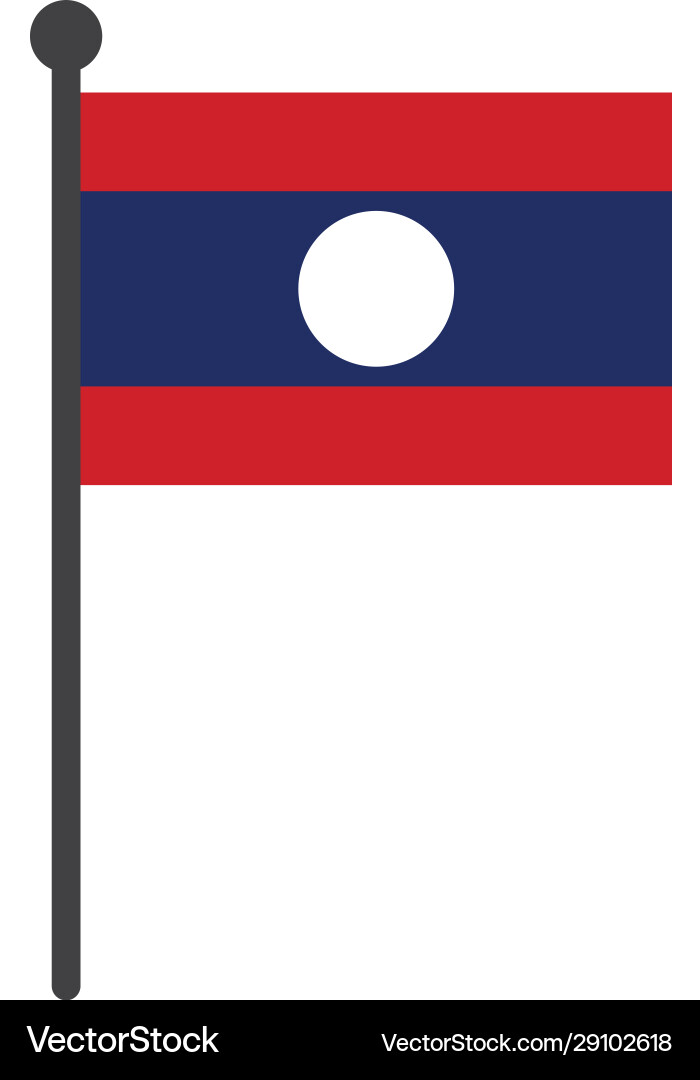 Laos flag with pole icon isolated on white Vector Image