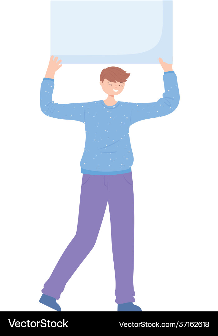 Man holding banner Royalty Free Vector Image - VectorStock