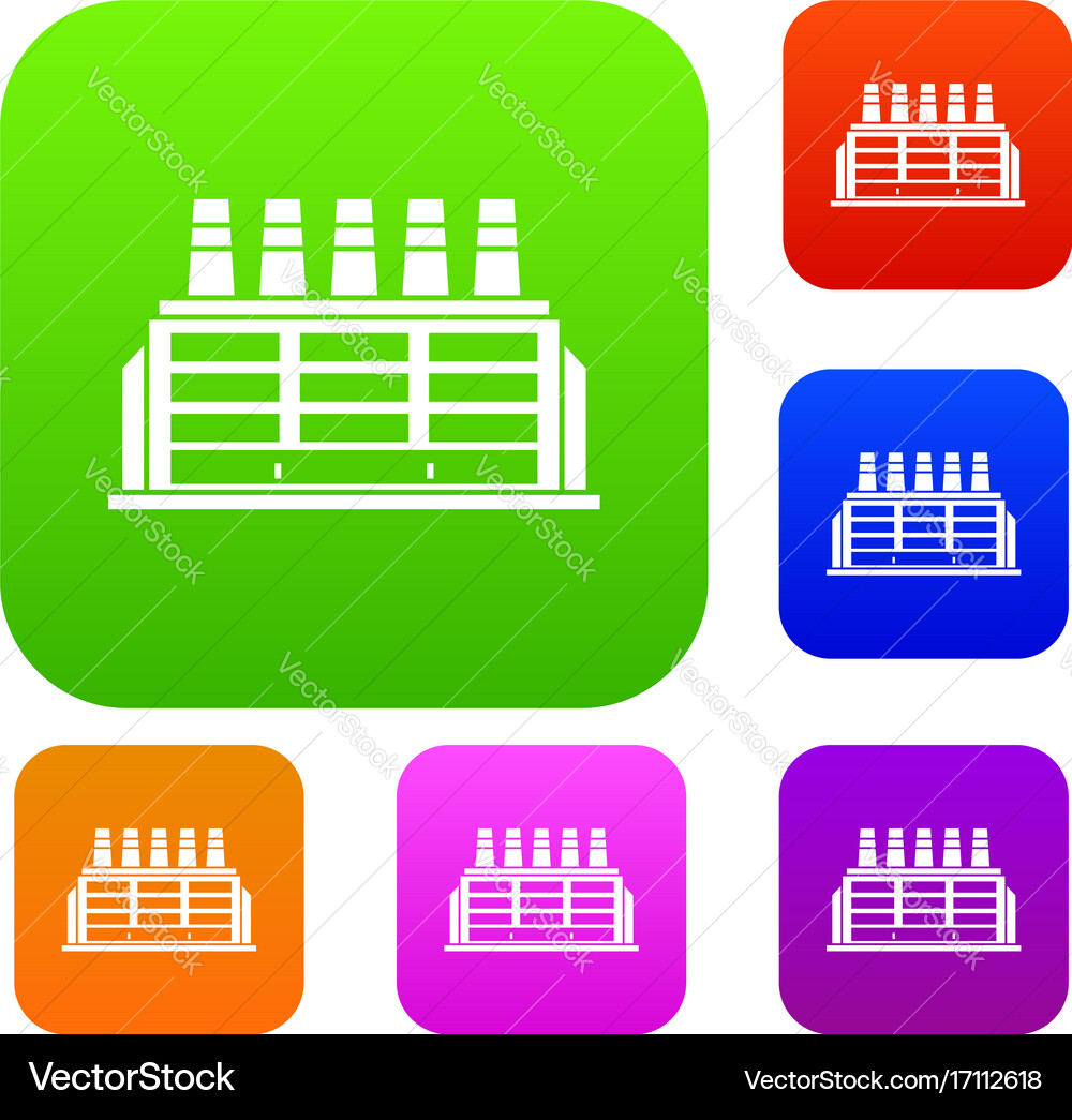 Manufacturing factory building set collection Vector Image
