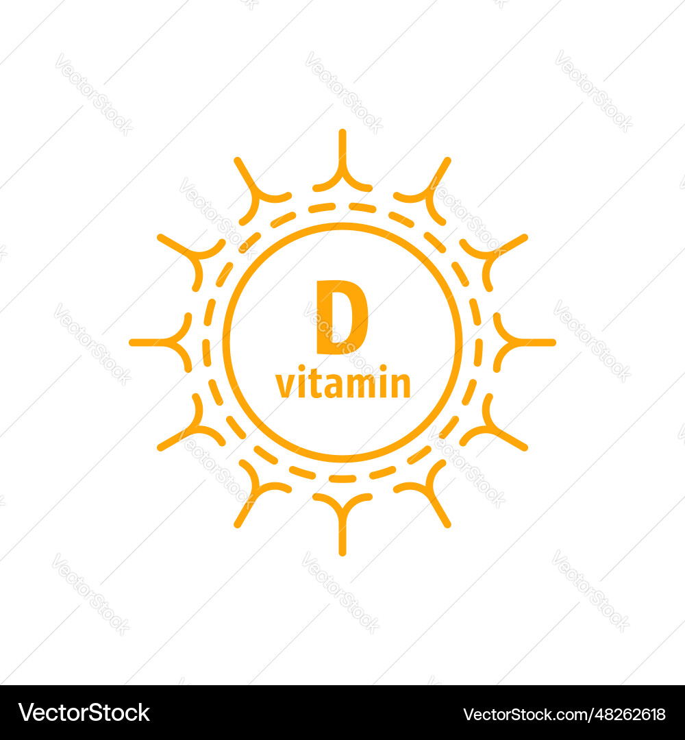 Orange abstract thin line vitamin d with sun icon Vector Image