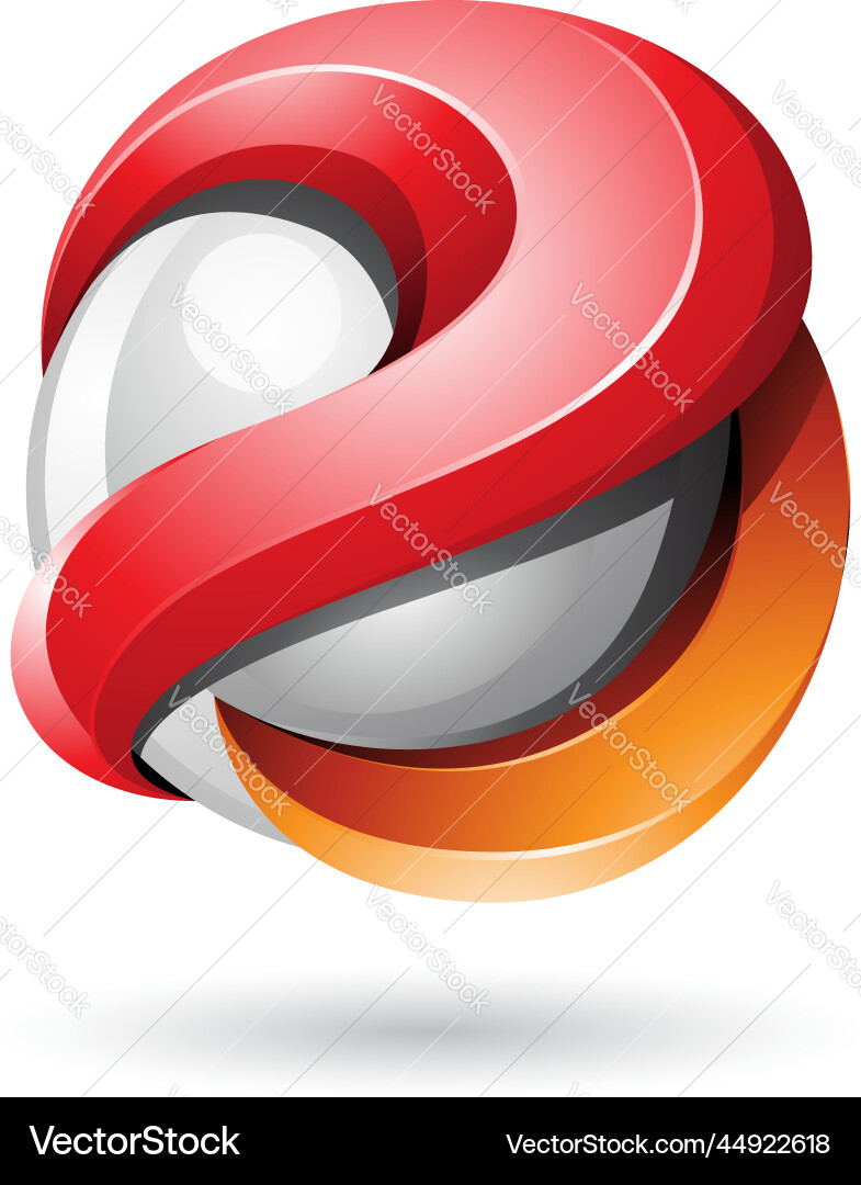 Red and orange bold metallic glossy 3d sphere Vector Image