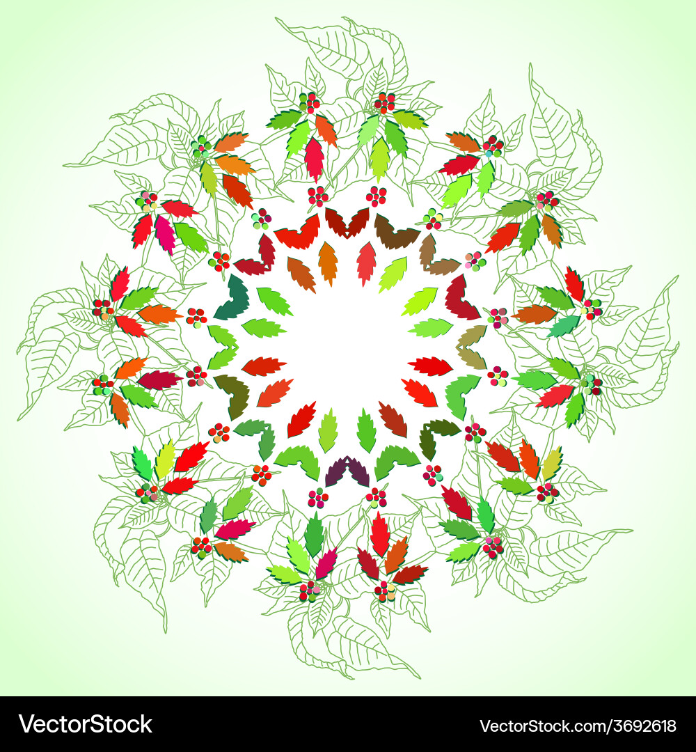 Round lase pattern with poinsettia Royalty Free Vector Image