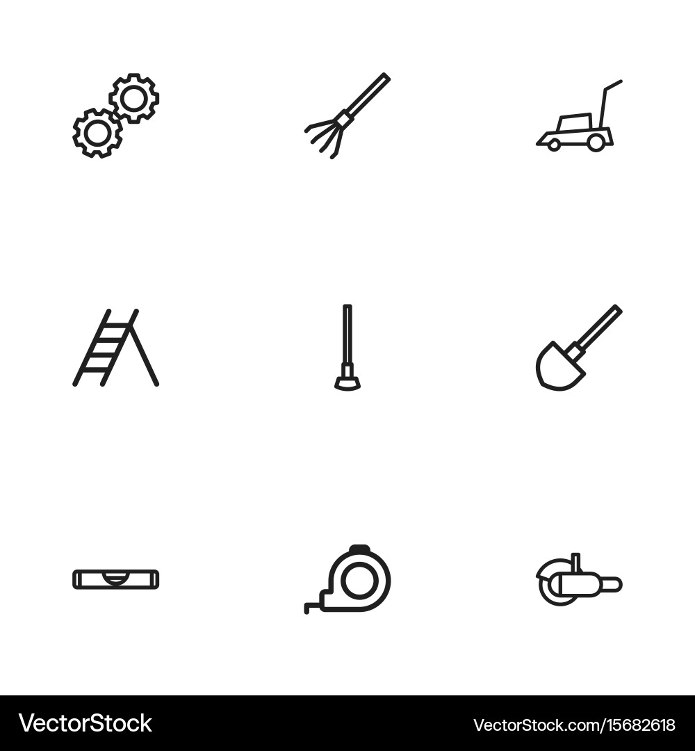 Set of 9 editable tools icons includes symbols Vector Image