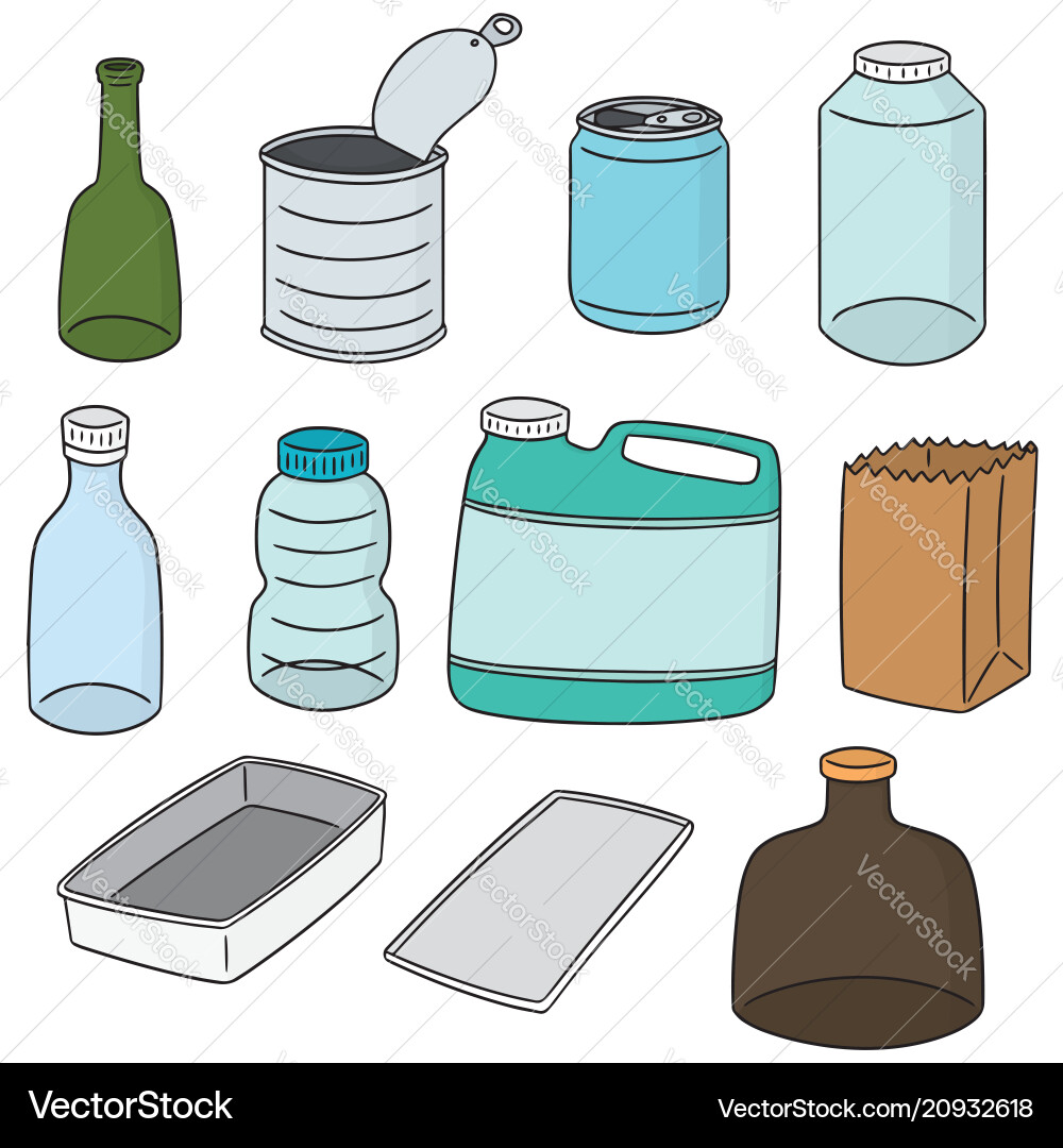 Set of recycle item Royalty Free Vector Image - VectorStock