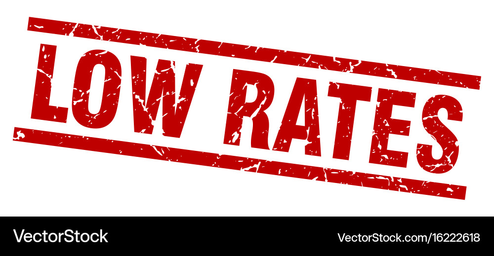Square grunge red low rates stamp Royalty Free Vector Image