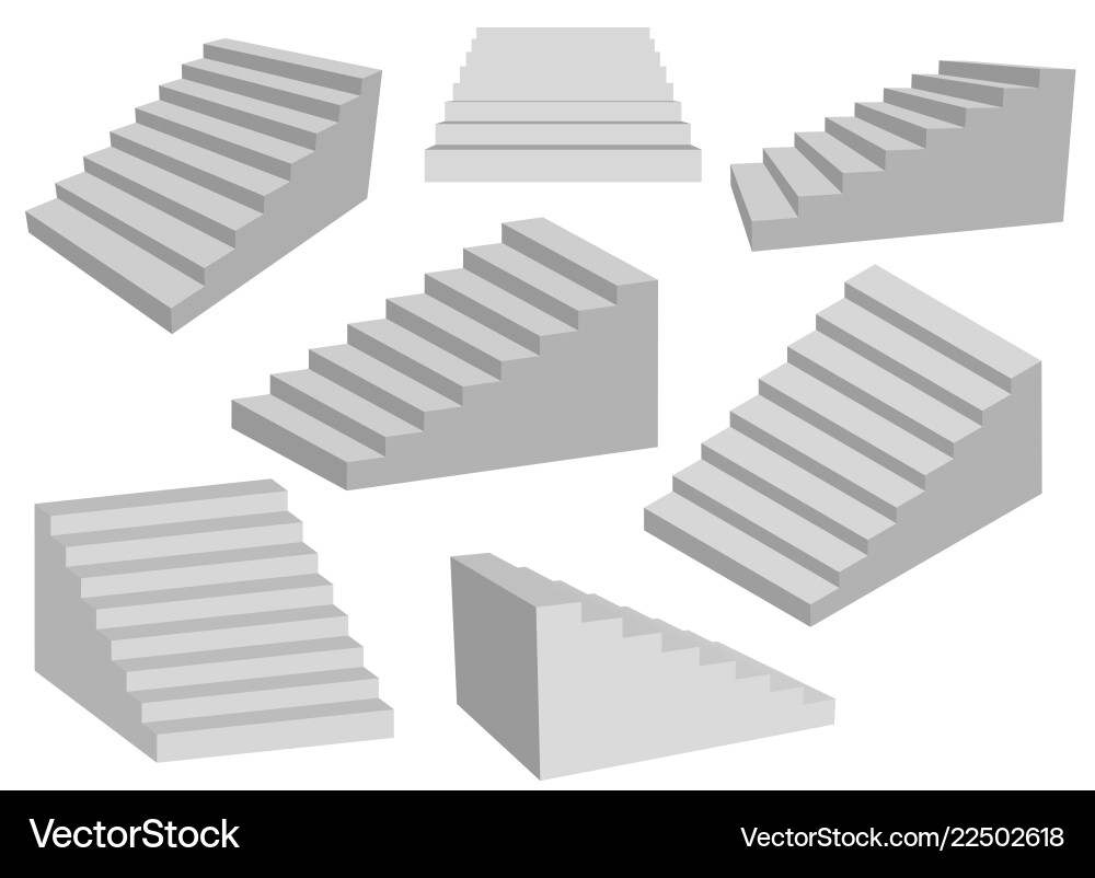Staircases 3d interior gray stairs realistic Vector Image
