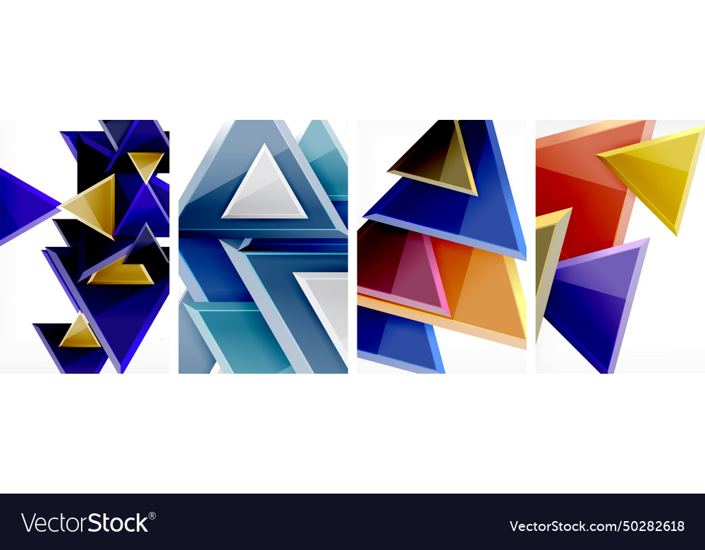 Triangle composition poster background set Vector Image