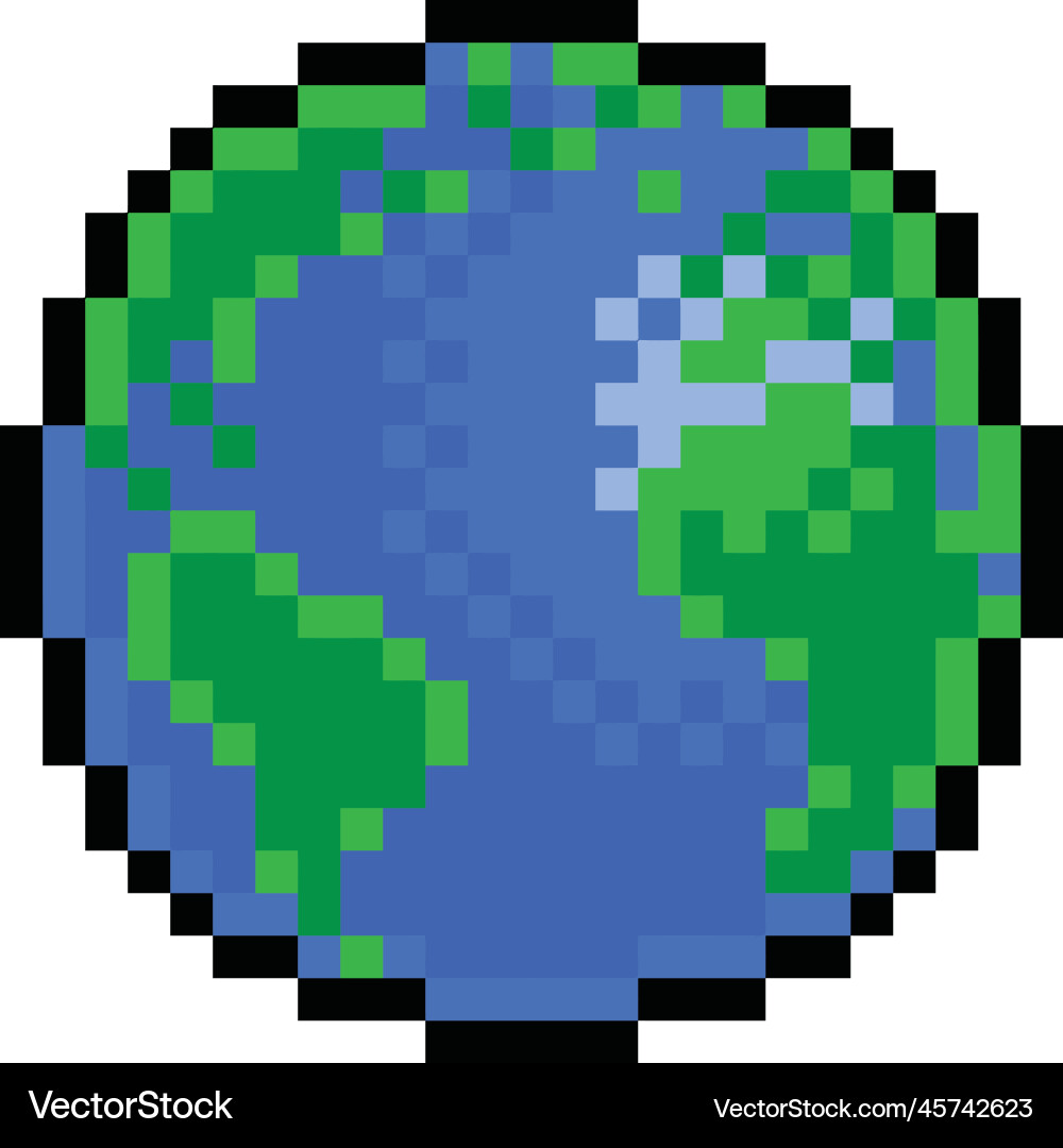 A world earth globe pixel art eight bit retro Vector Image