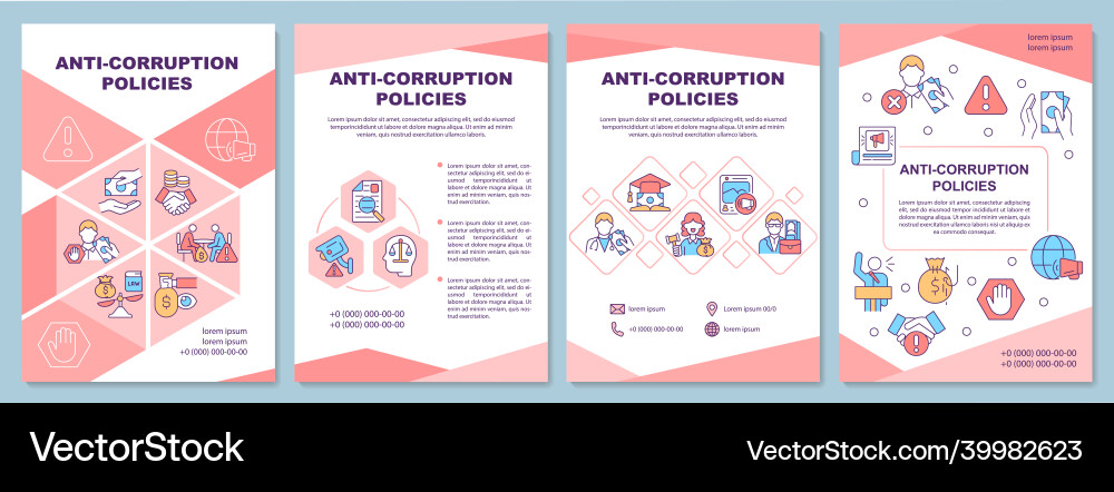 Anti corruption policies brochure template Vector Image