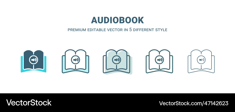 Audiobook icon in 5 different style outline Vector Image