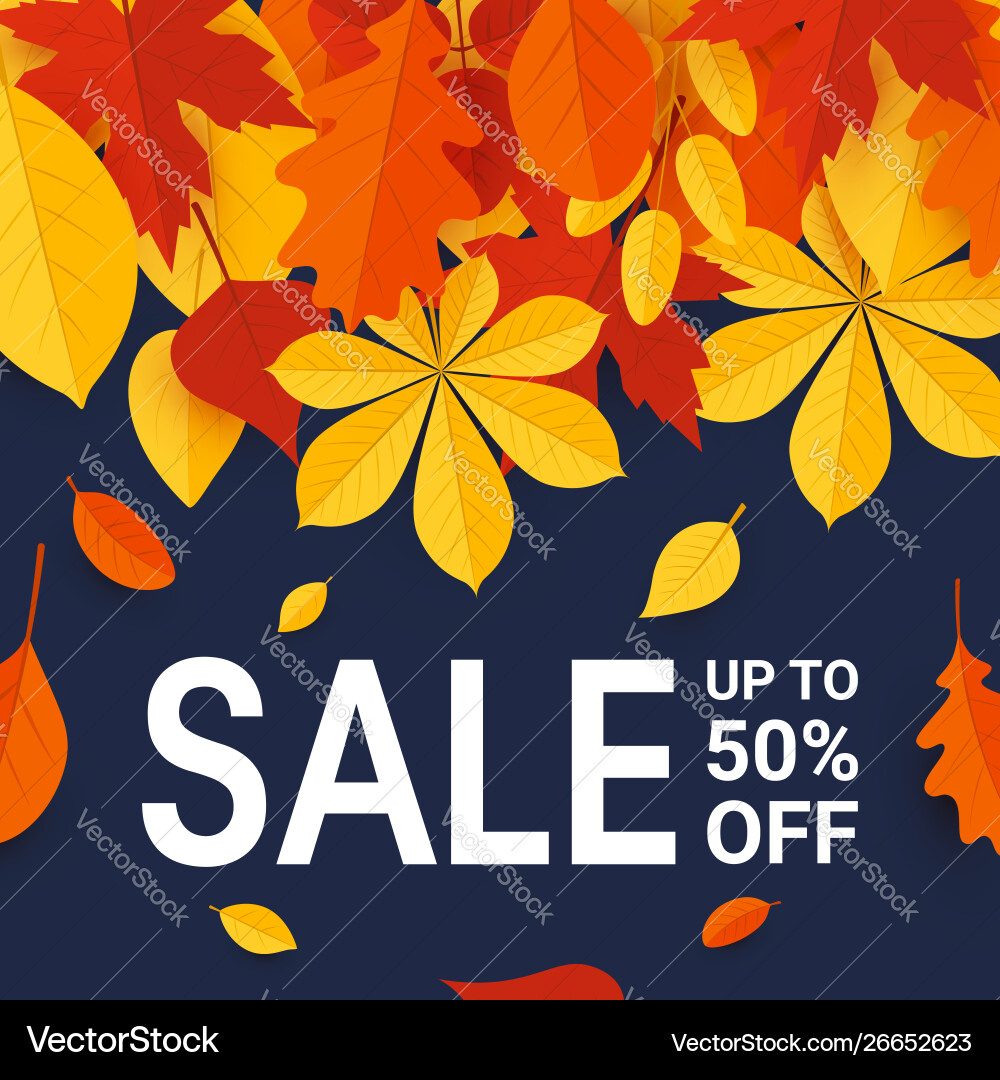 Fall sale promotion design in flat style Vector Image
