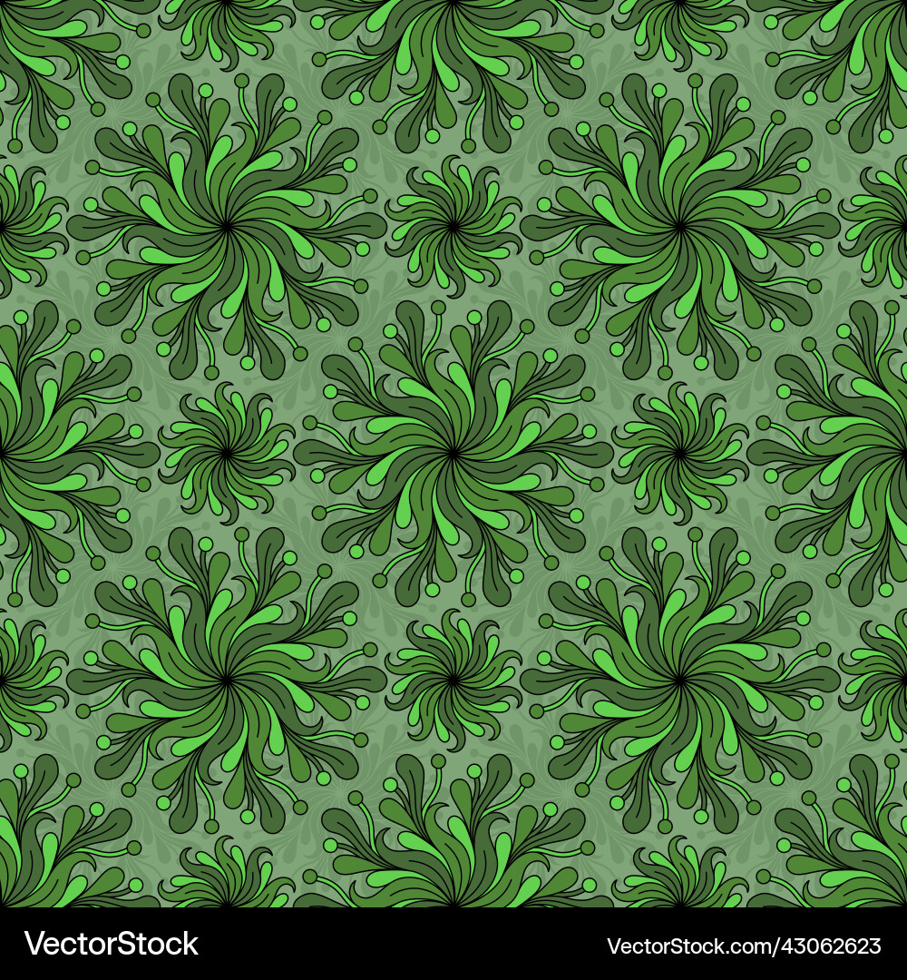 Green seamless background with spiral round Vector Image