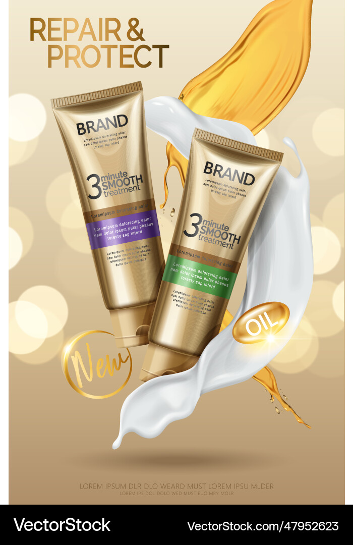 Hair smooth treatment ads Royalty Free Vector Image