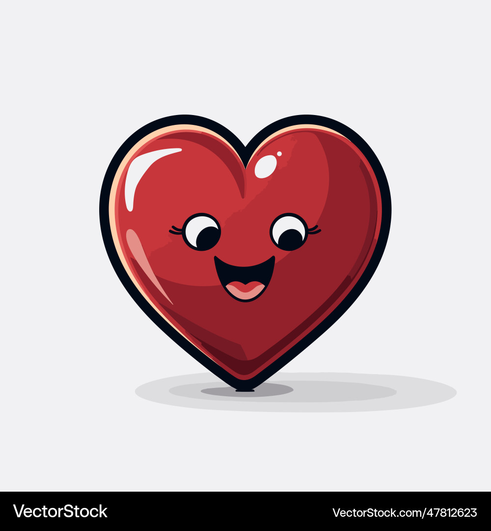 Heart hand-drawn comic doodle style cartoon Vector Image