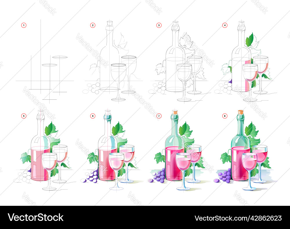 How to learn draw still life with bottle Vector Image