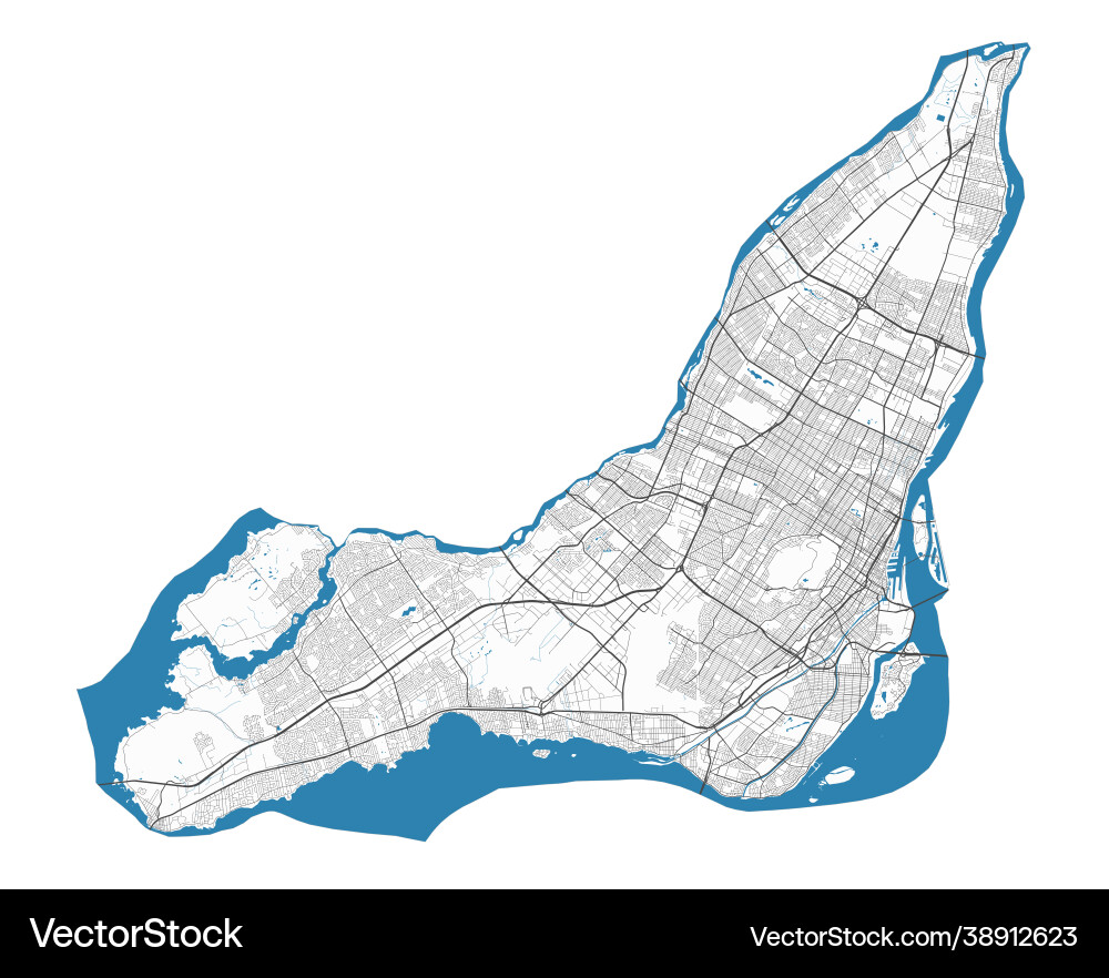 Montreal map detailed city Royalty Free Vector Image