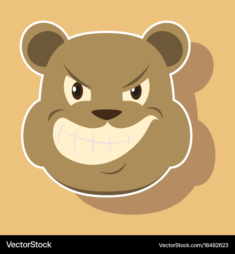 Paper sticker on theme evil animal angry bear Vector Image