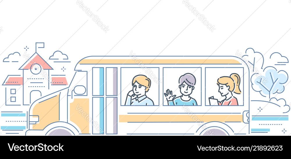 School bus - modern colorful line design style Vector Image