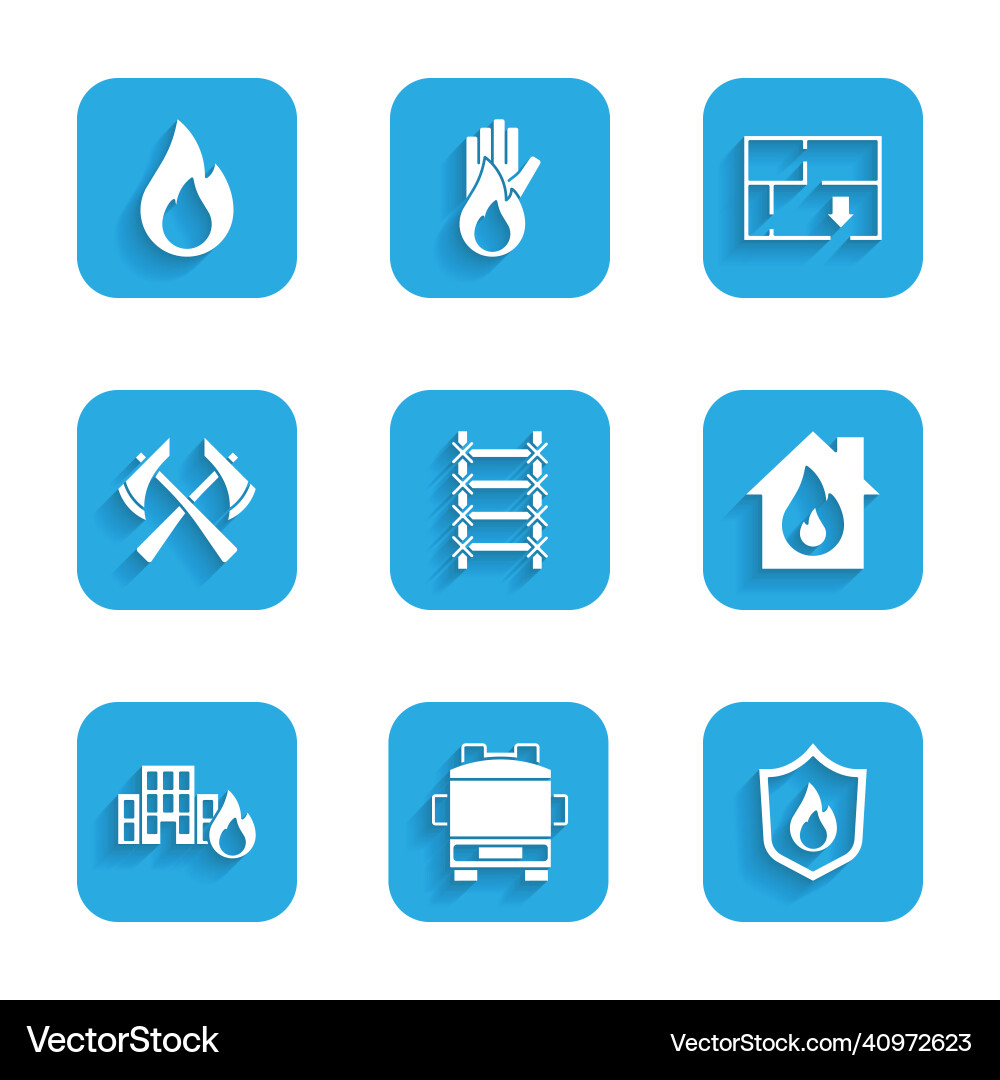 Set fire escape truck protection shield Royalty Free Vector