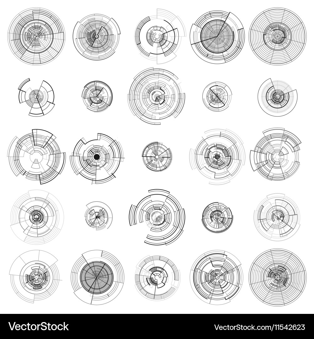 Set of abstract hud elements isolated on white Vector Image