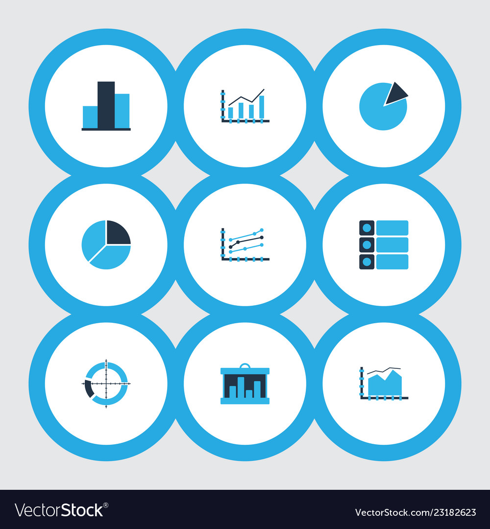 Set of graphs diagrams and statistics icons Vector Image