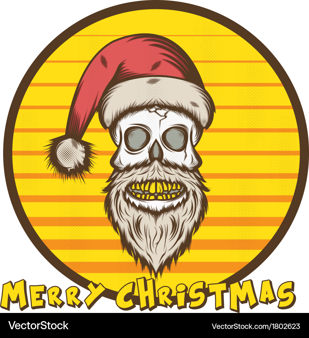 Skull santa christmas edition Royalty Free Vector Image
