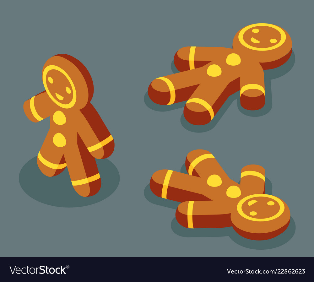 Sweet gingerbread man winter isometric christmas Vector Image