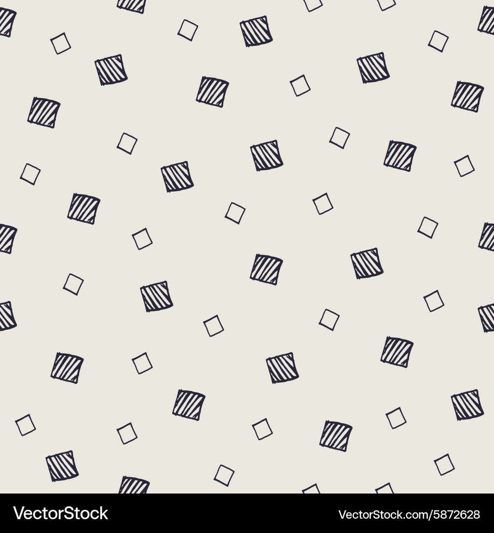 Geometric hand drawn seamless pattern with squares