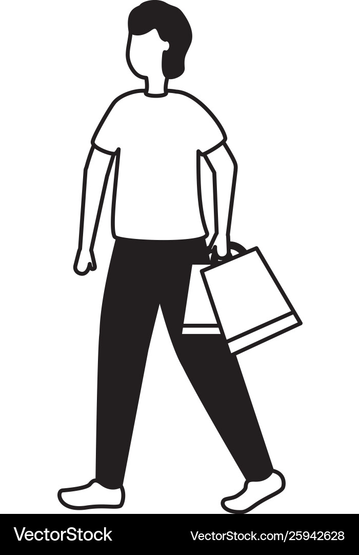 Man character shopping bags Royalty Free Vector Image