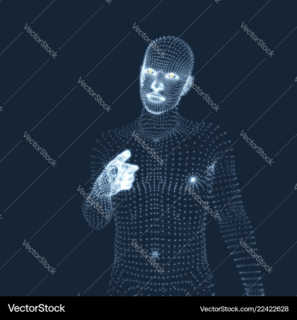 Man pointing his finger 3d model of Royalty Free Vector