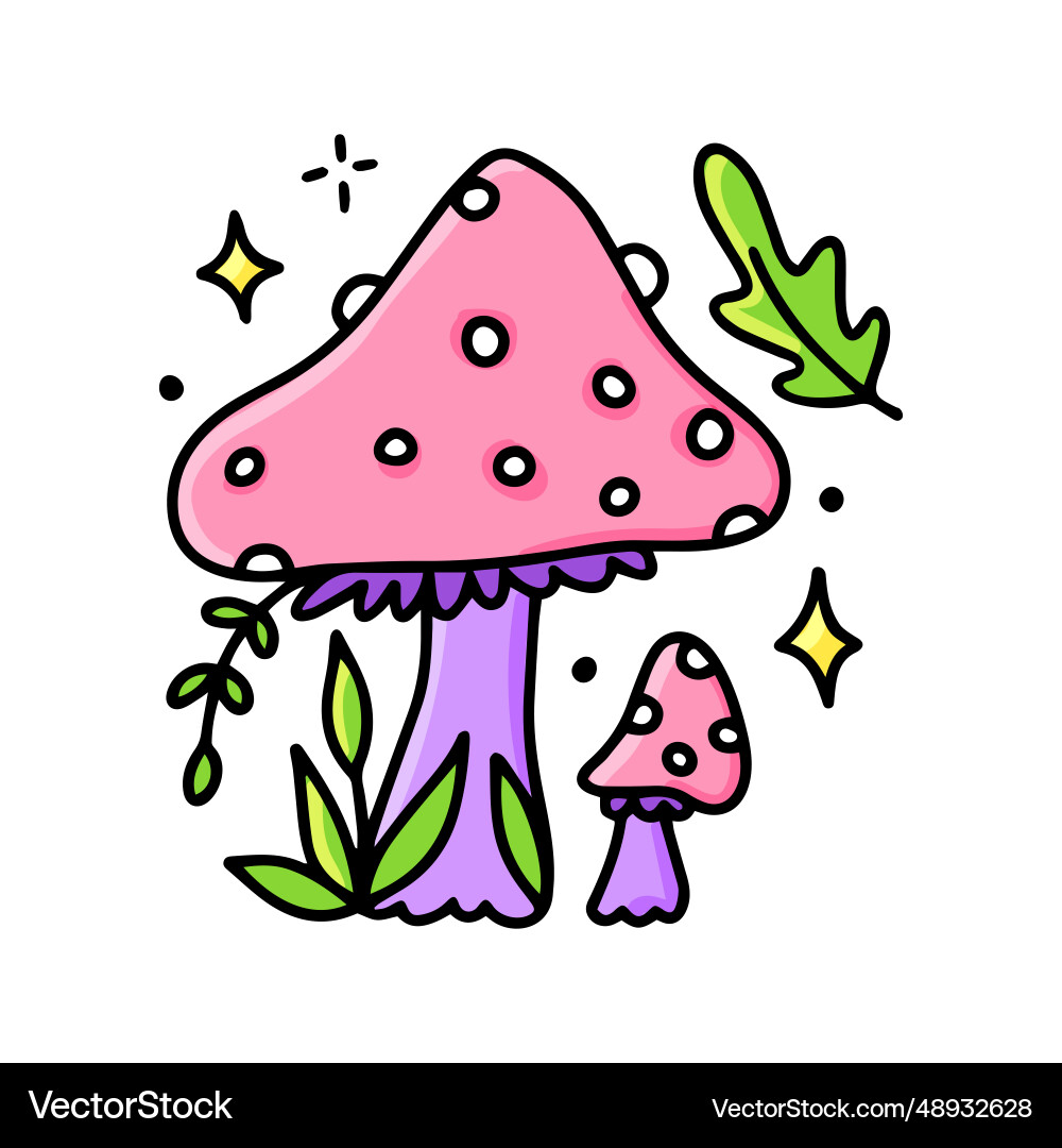 Pink poisonous mushrooms fly agaric Royalty Free Vector