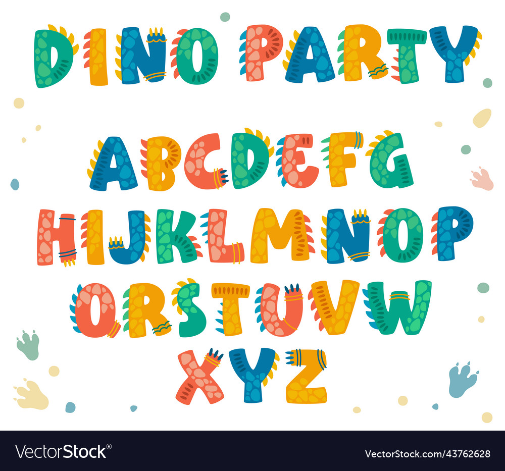 Playful dinosaurus themed alphabet for baby Vector Image