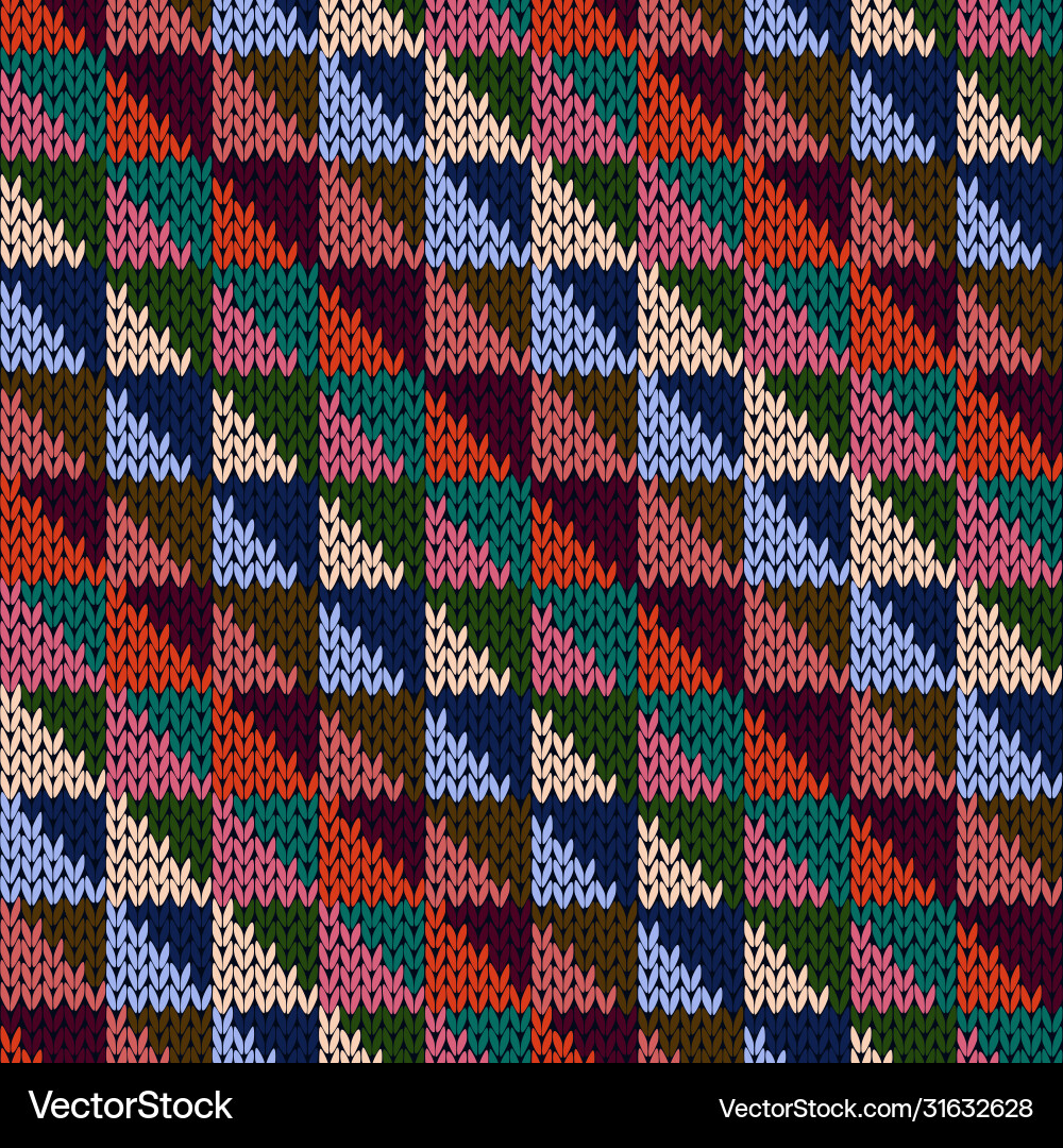 Seamless knitted motley multicolour geometric Vector Image