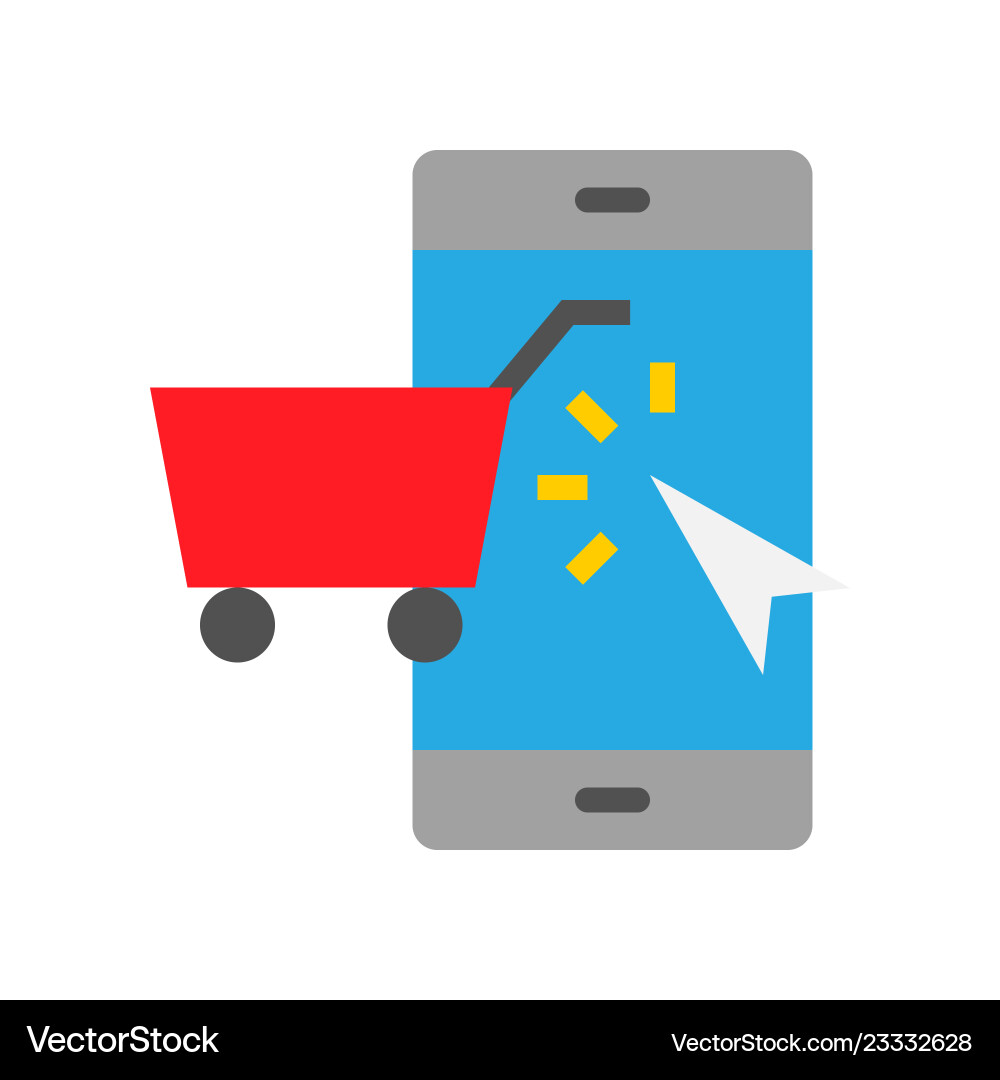 Shopping on phone online flat style icon Vector Image