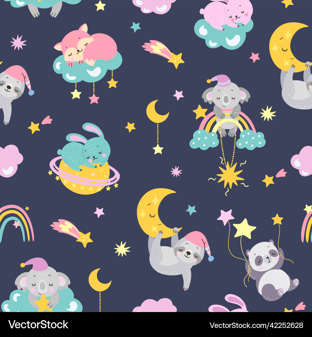 Sleeping animals background cute animal sleep Vector Image
