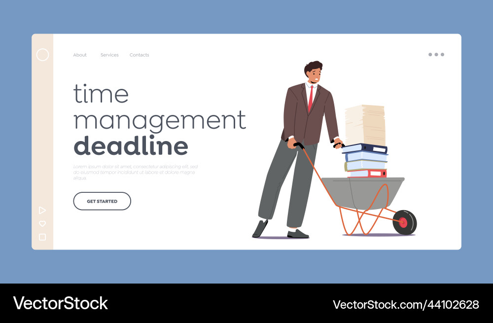 Time management deadline landing page template Vector Image