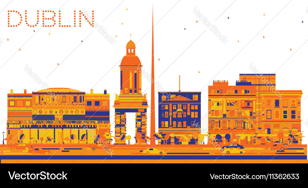 Abstract dublin skyline with color buildings Vector Image