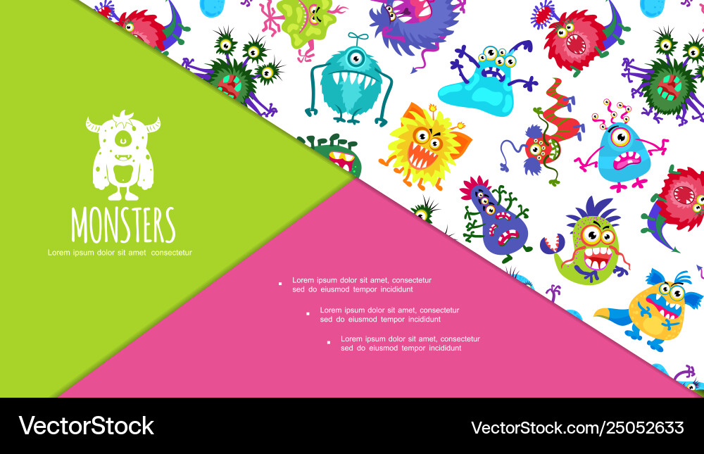 Cartoon colorful cute monsters composition Vector Image