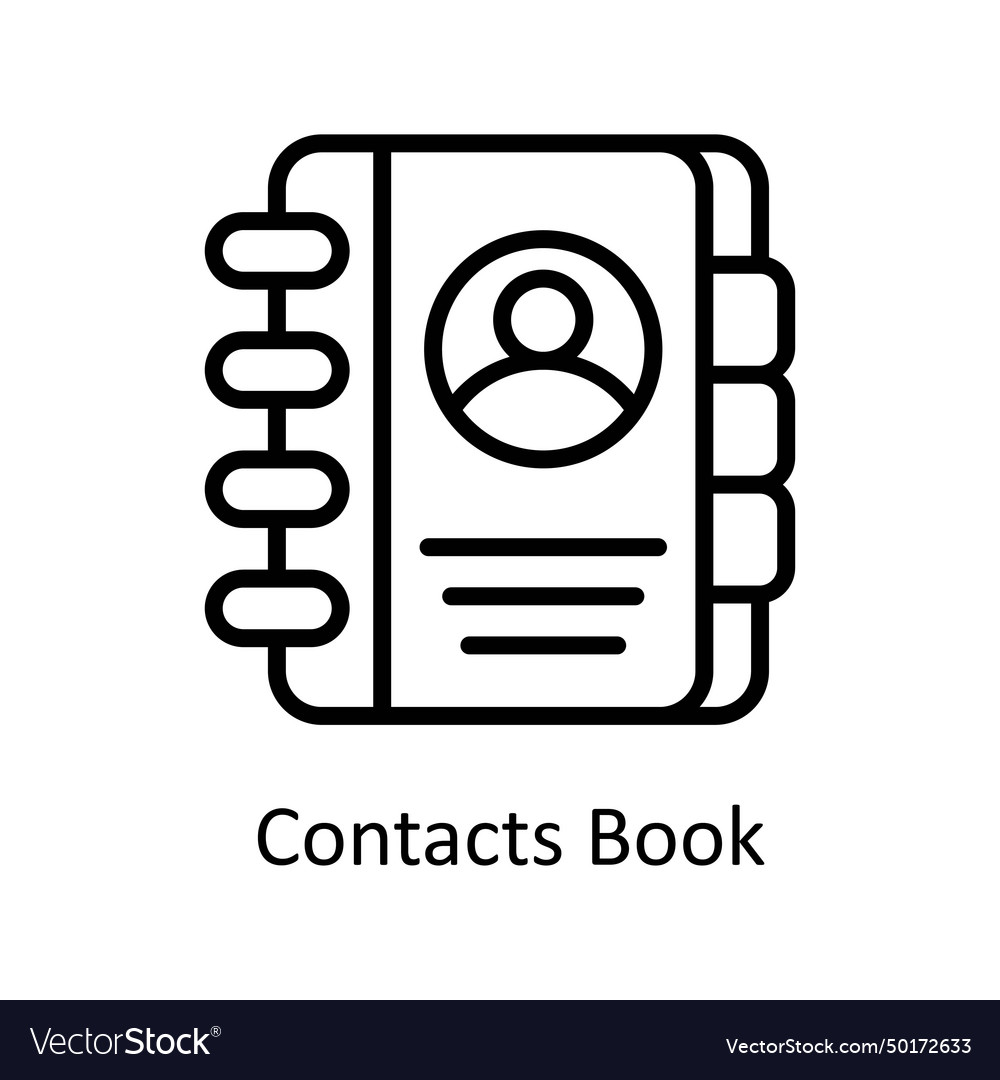 Contacts Book Outline Icon Style Royalty Free Vector Image