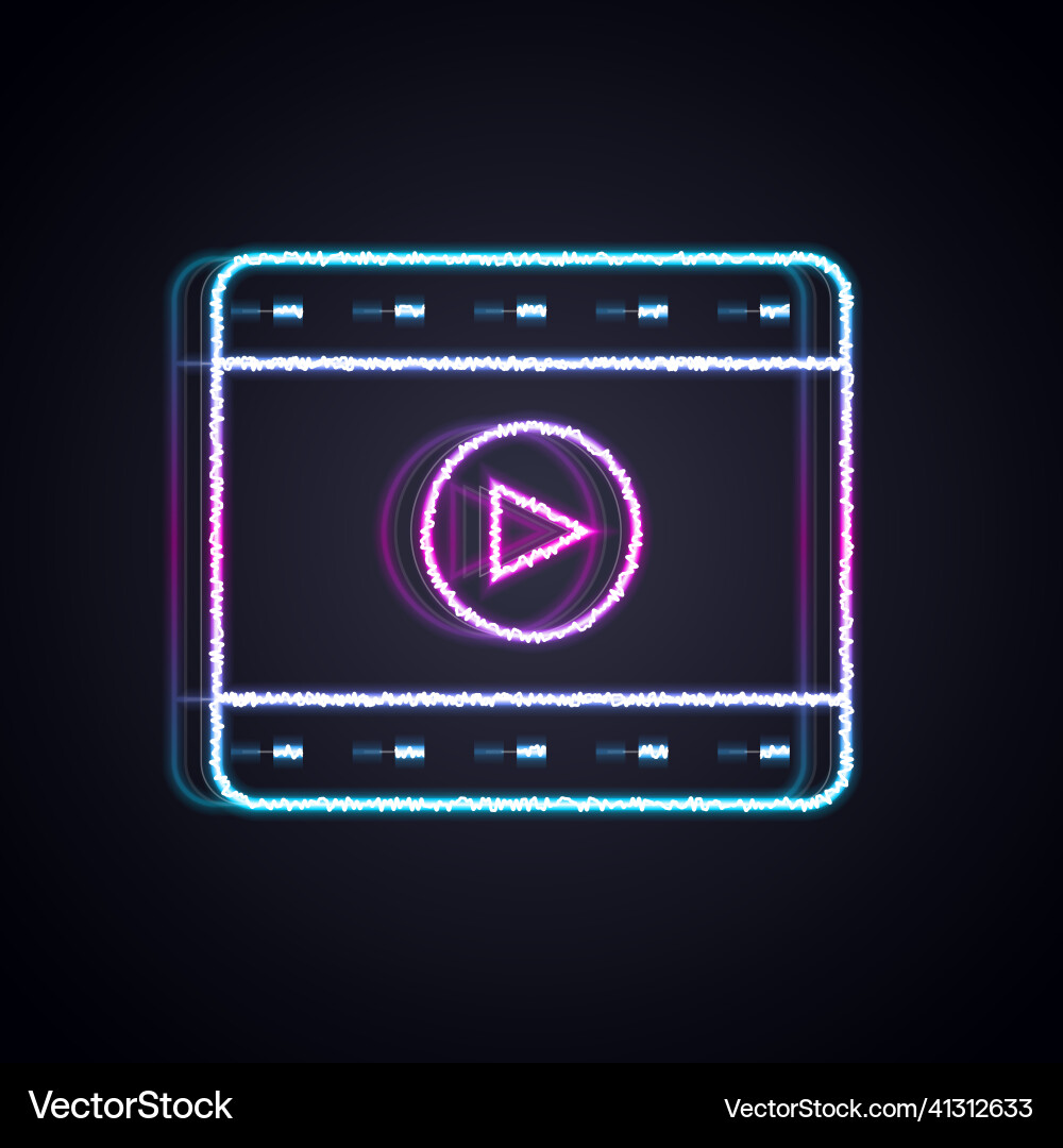 Glowing neon line play video icon isolated Vector Image
