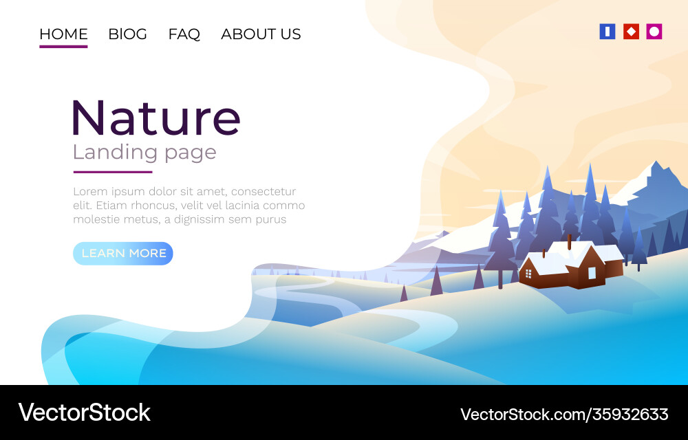 Landing page screen nature landscape template Vector Image