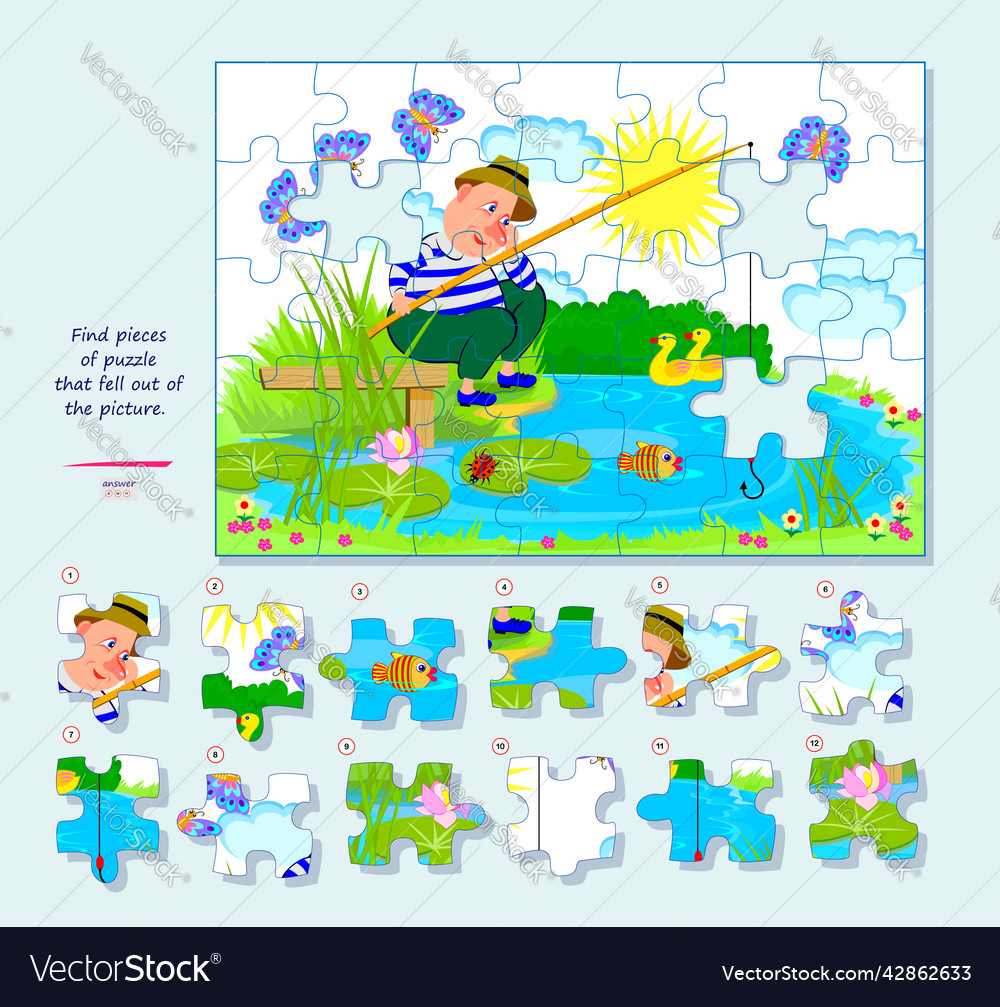 Logic game for children and adults find pieces Vector Image