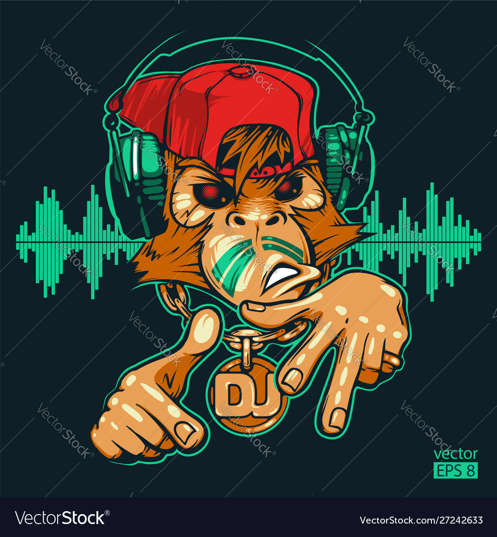 Monkey dj monkey rapper Royalty Free Vector Image