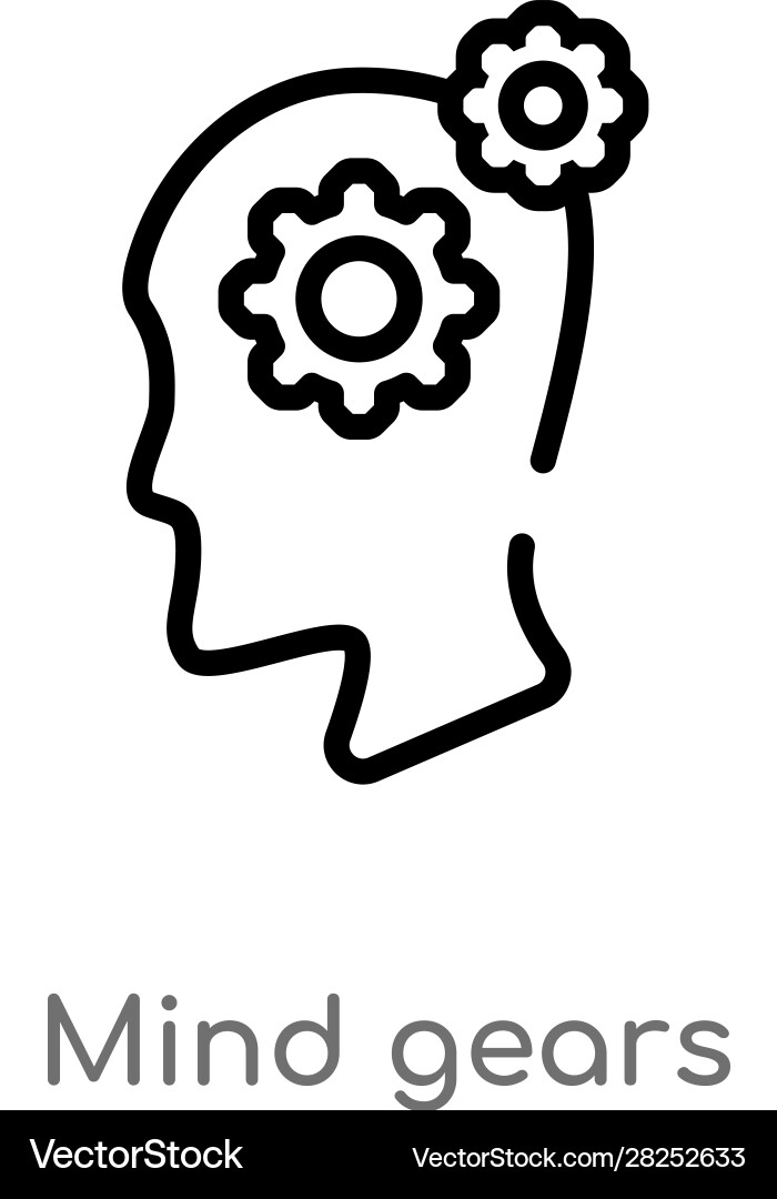 Outline mind gears icon isolated black simple Vector Image