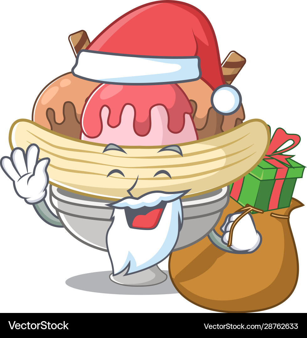 Santa banana split cartoon character design having