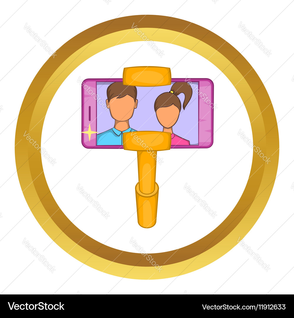 Selfie stick with mobile phone icon Royalty Free Vector